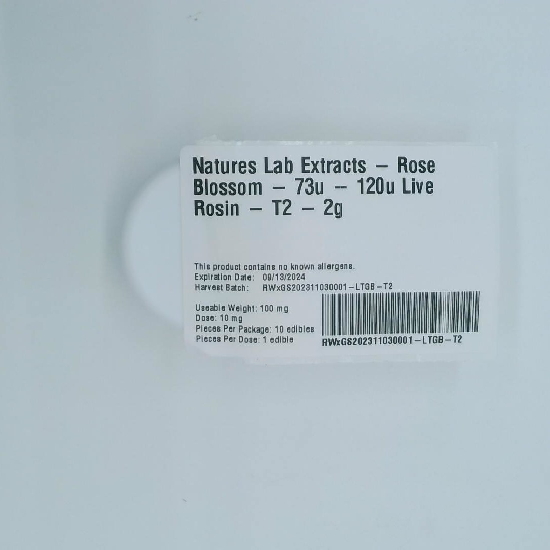 Natures Lab Extracts - Rose Blossom - 73u - 120u Live Rosin - T2 - 2g
