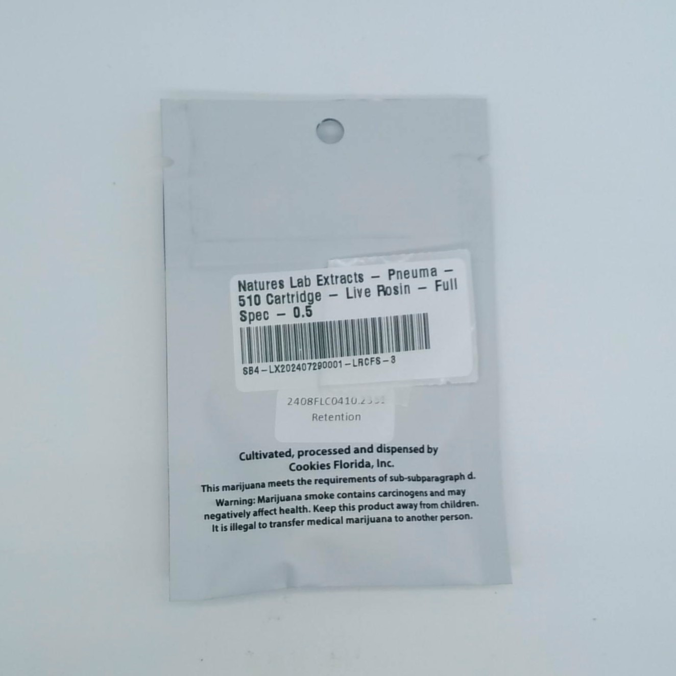 Natures Lab Extracts - Pneuma - 510 Cartridge - Live Rosin - Full Spec ...