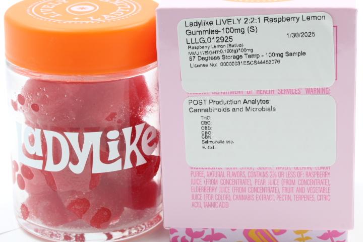 Ladylike LIVELY 2:2:1 Raspberry Lemon Gummies-100mg (S)
