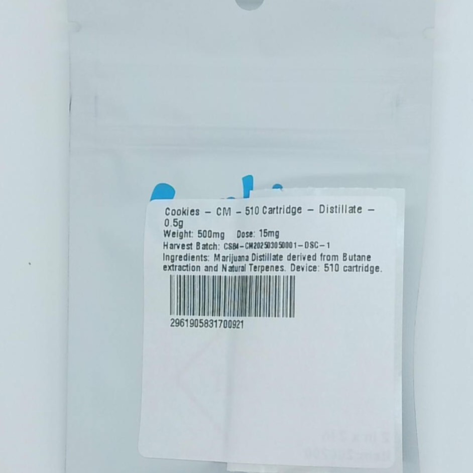 Cookies - CM - 510 Cartridge - Distillate - 0.5g