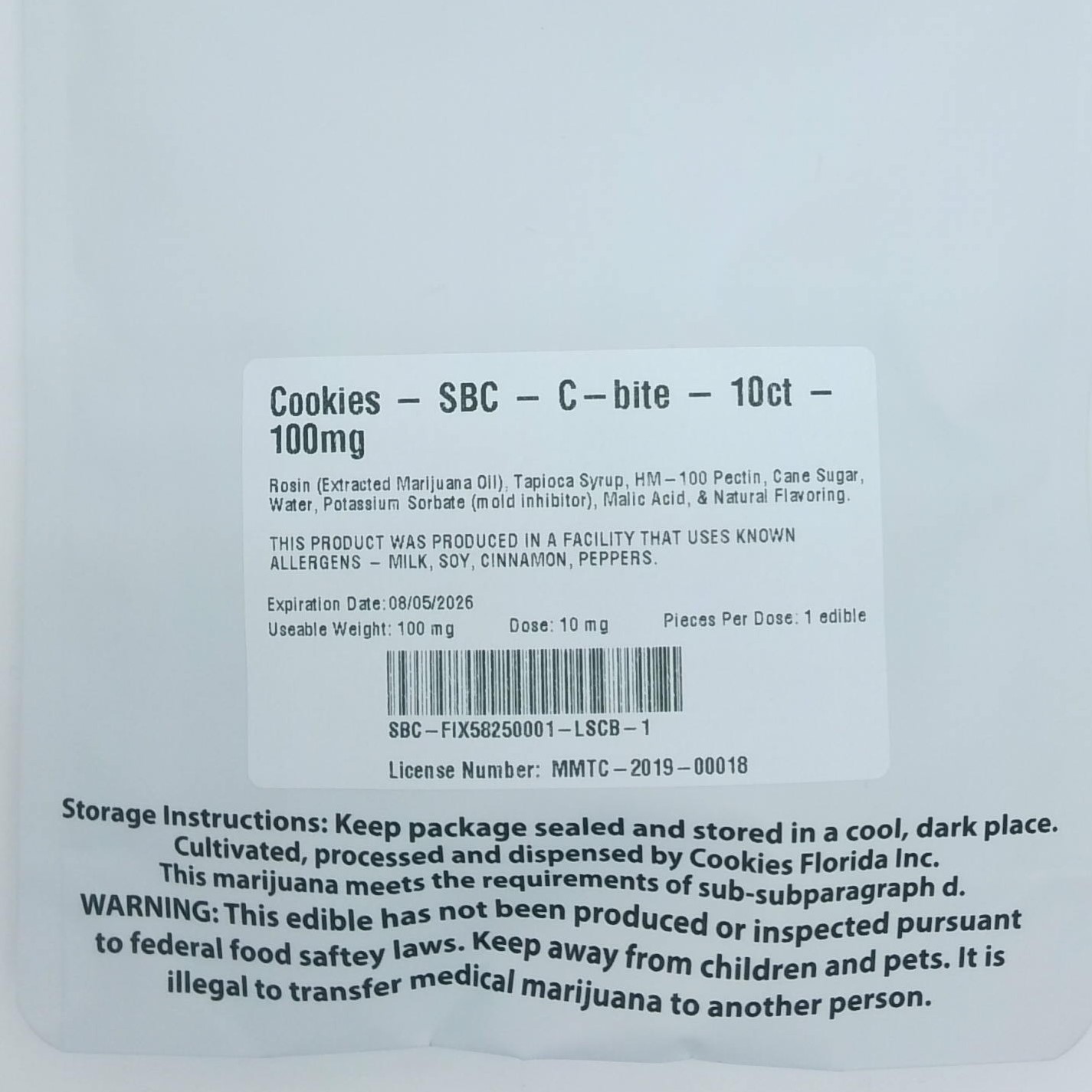 Cookies - SBC - C-bite - 10ct - 100mg