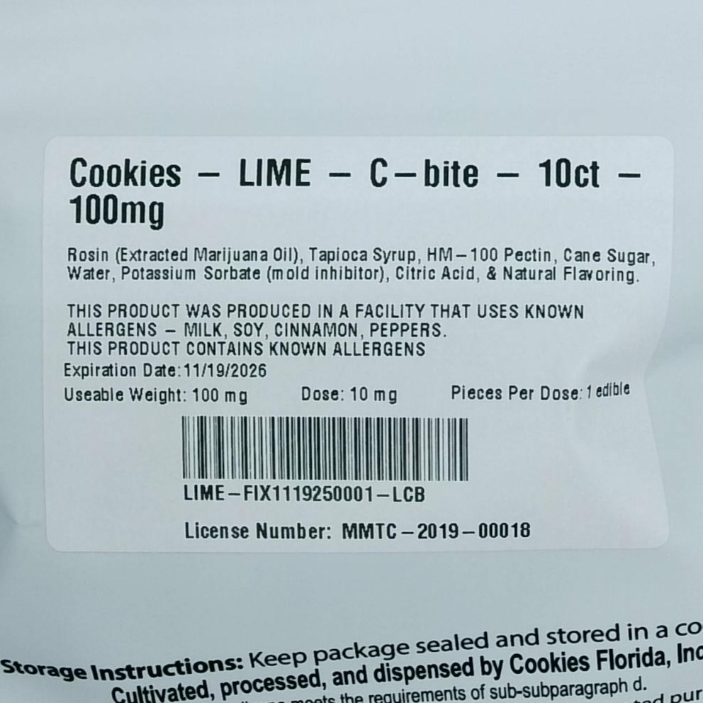 Cookies - LIME - C-bite - 10ct - 100mg